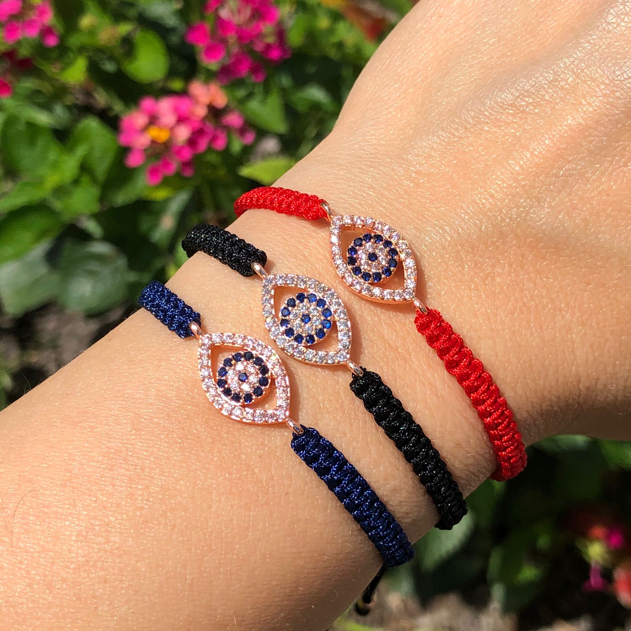 Bracelet Evil Eye Red String Evil Eye Black Macrame Eye | Etsy