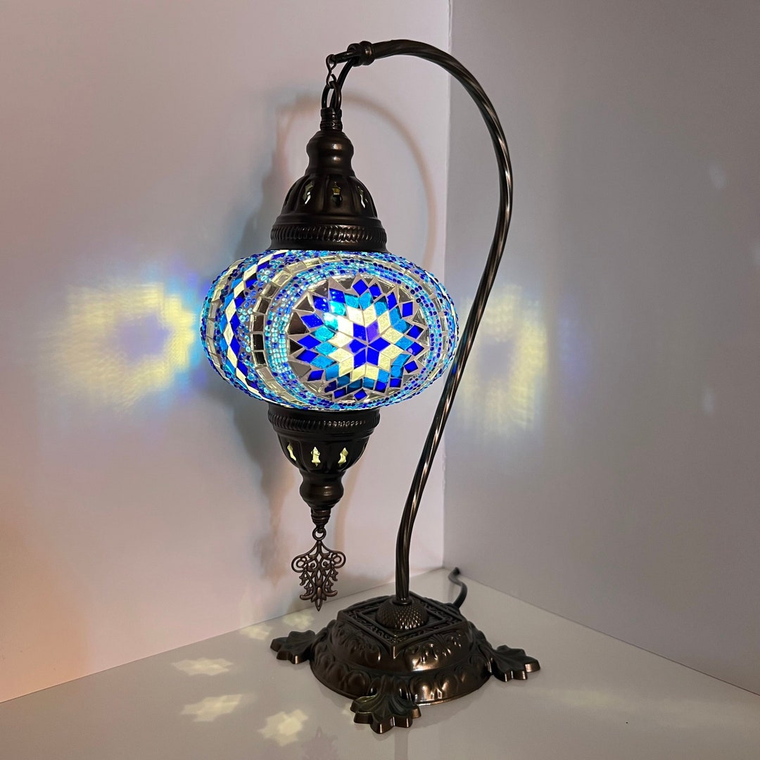 Turkish Mosaic Lamp, Swan Goose Neck Table Lamp, Desk Bedside ...
