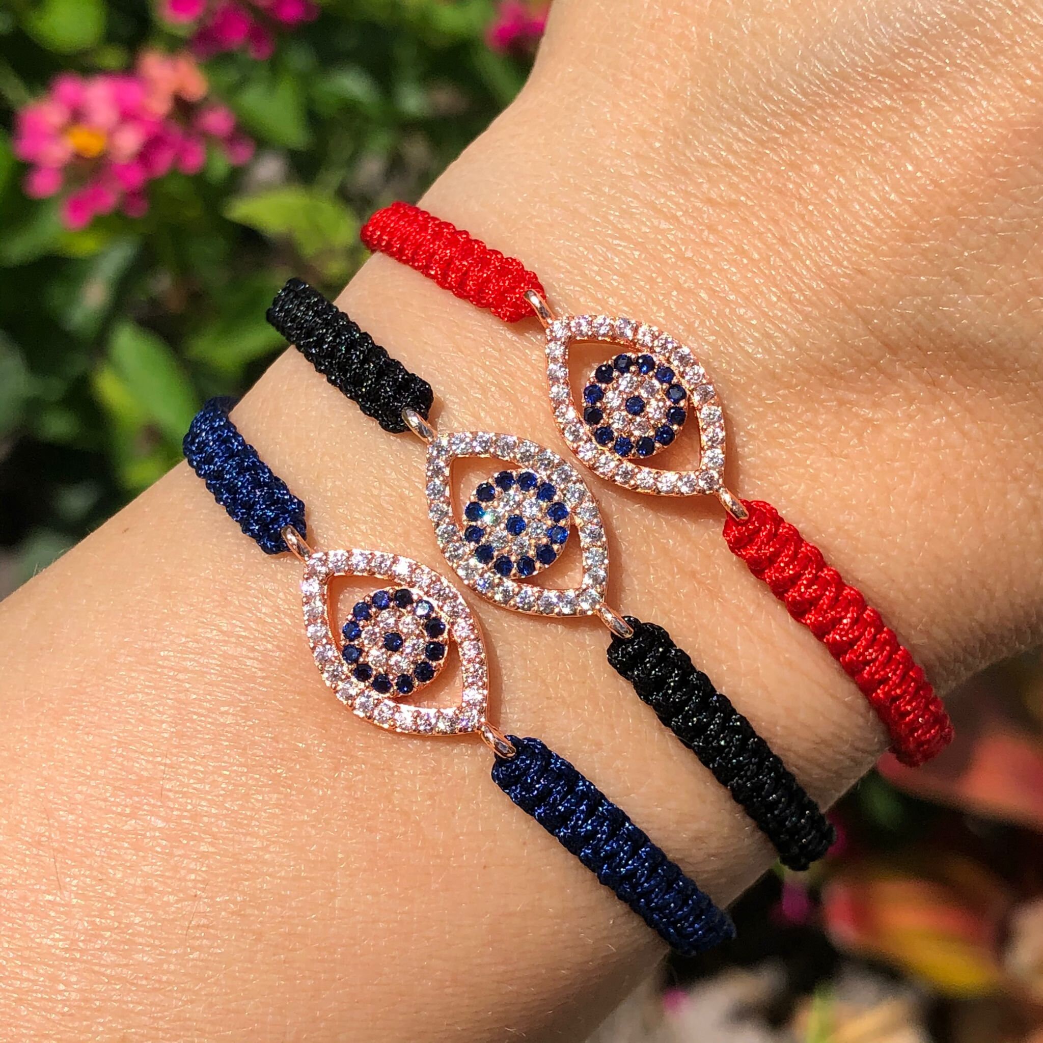 Bracelet Evil Eye Red String Evil Eye Black Macrame Eye | Etsy