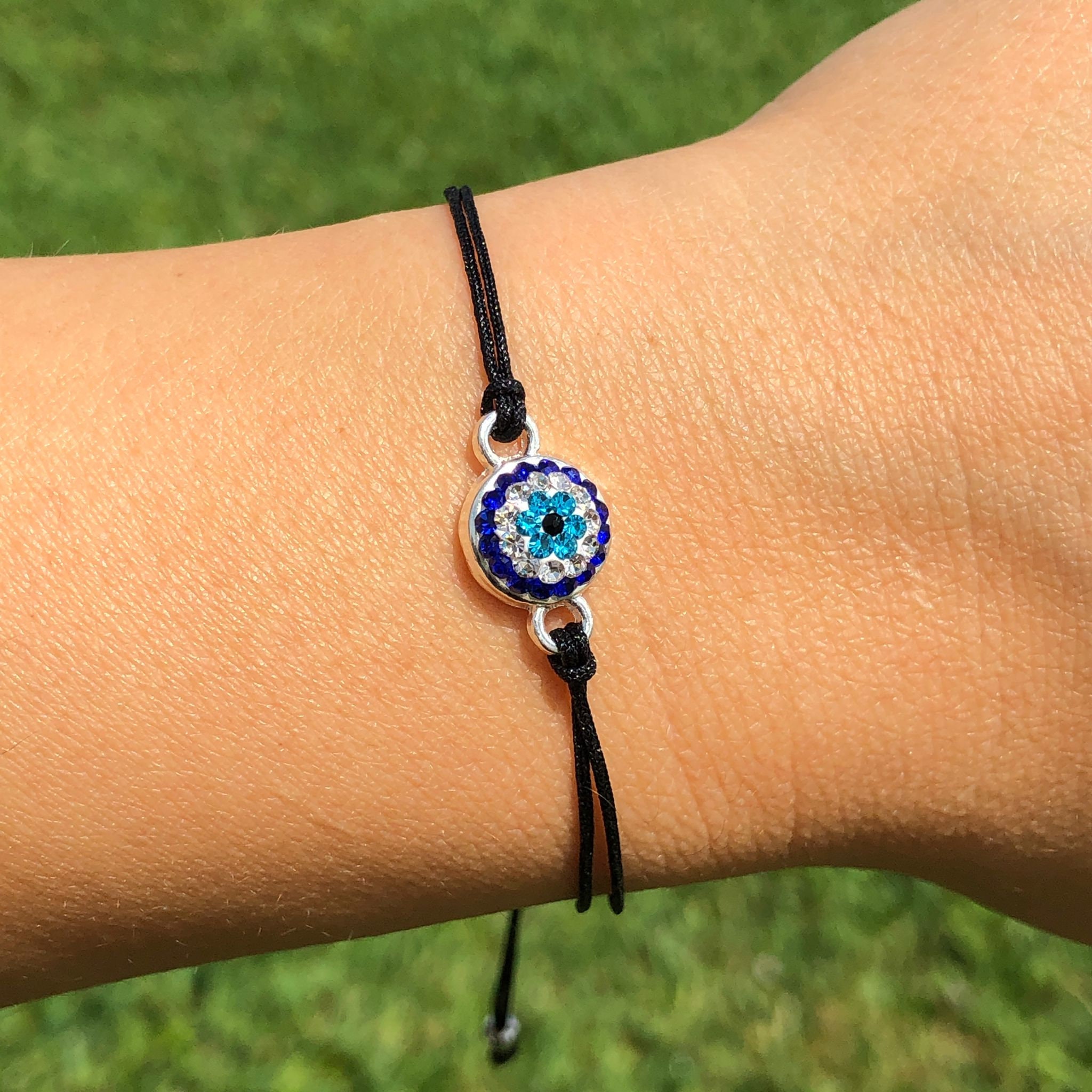 CZ Evil Eye Red Black String Bracelet Macrame Evil Eye | Etsy