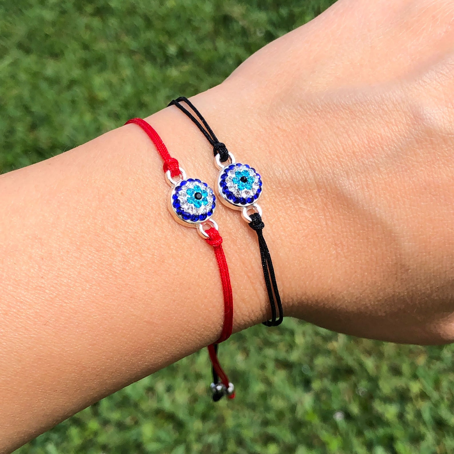 CZ Evil Eye Red Black String Bracelet Macrame Evil Eye - Etsy