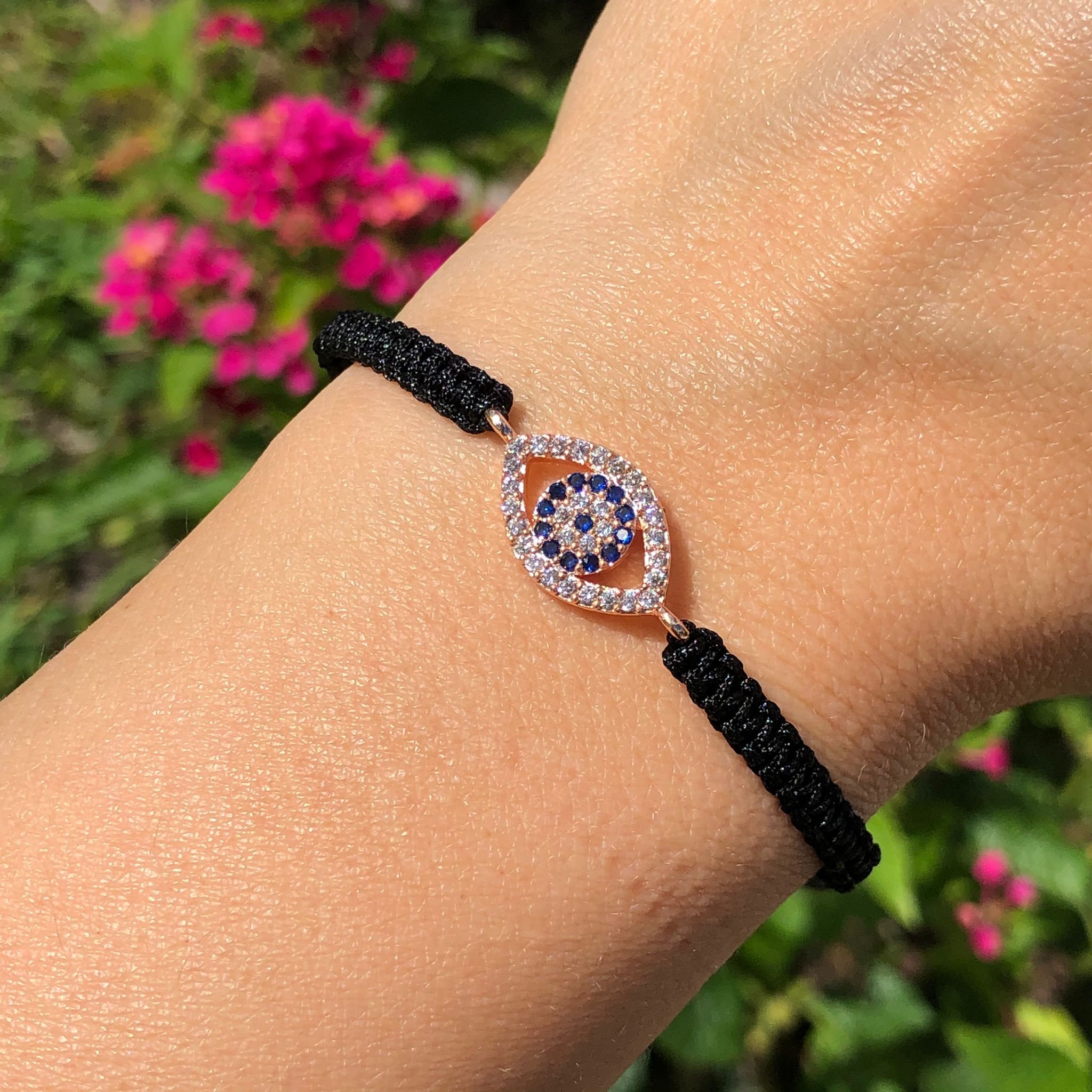 Bracelet Evil Eye Red String Evil Eye Black Macrame Eye | Etsy