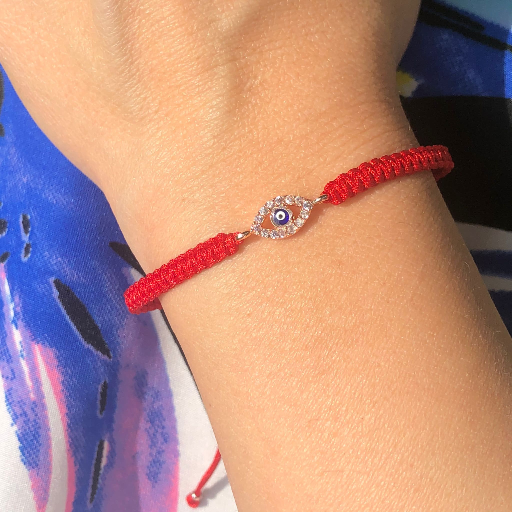 Bracelet CZ Red String Evil Eye Black Macrame Evil Eye | Etsy