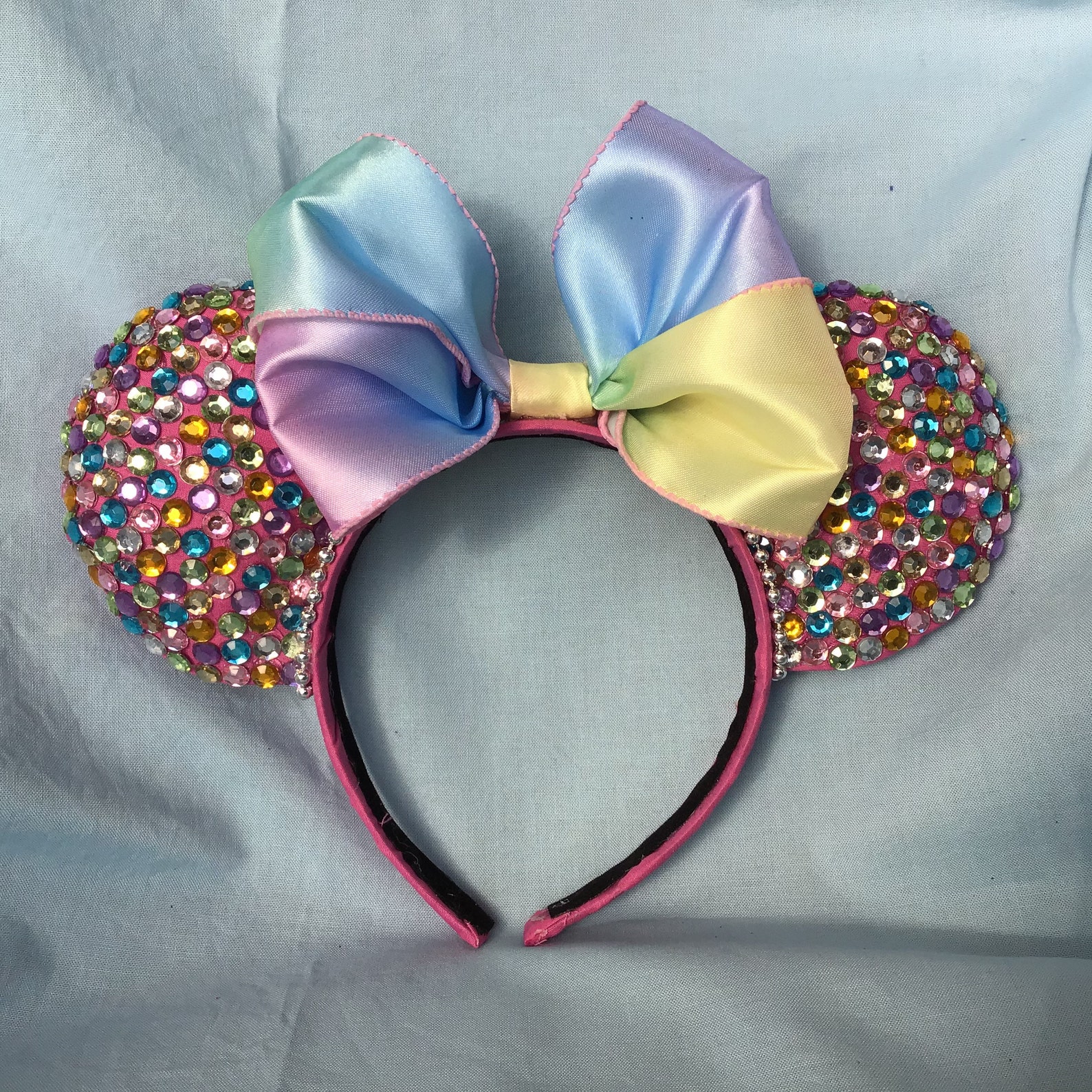 Bedazzled Mickey Ears, Pink Mickey Ears, Rainbow Mickey Ears, Pastel ...