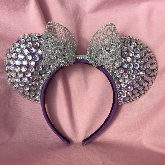 Bedazzled Mickey Ears Purple Mickey Ears Sparkly Mickey - Etsy