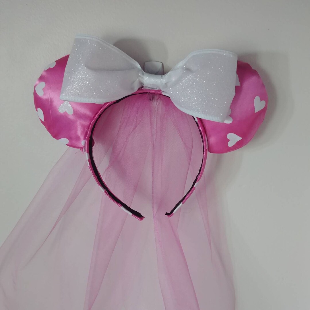 Pink Mickey Ears, Heart Mickey Ears, Mickey Ears With Veil, Valentines ...