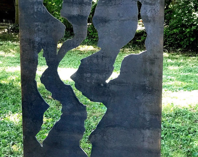 Rustic Metal Sculpture, Modern Metal Art, Industrial Lawn Art Indoor ...