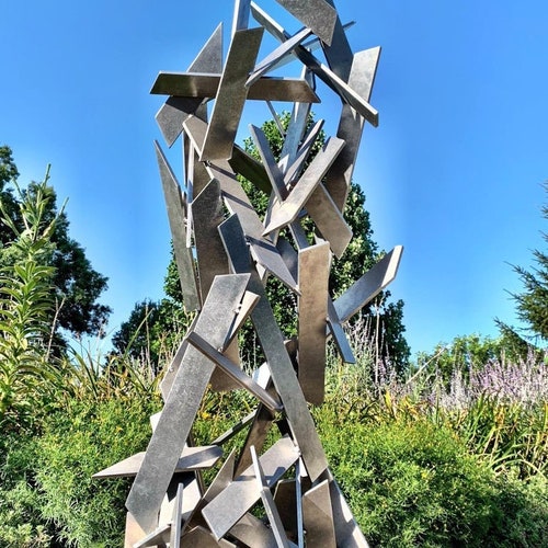 Modern Abstract Grey Large Metal Outdoor Sculpture - Etsy