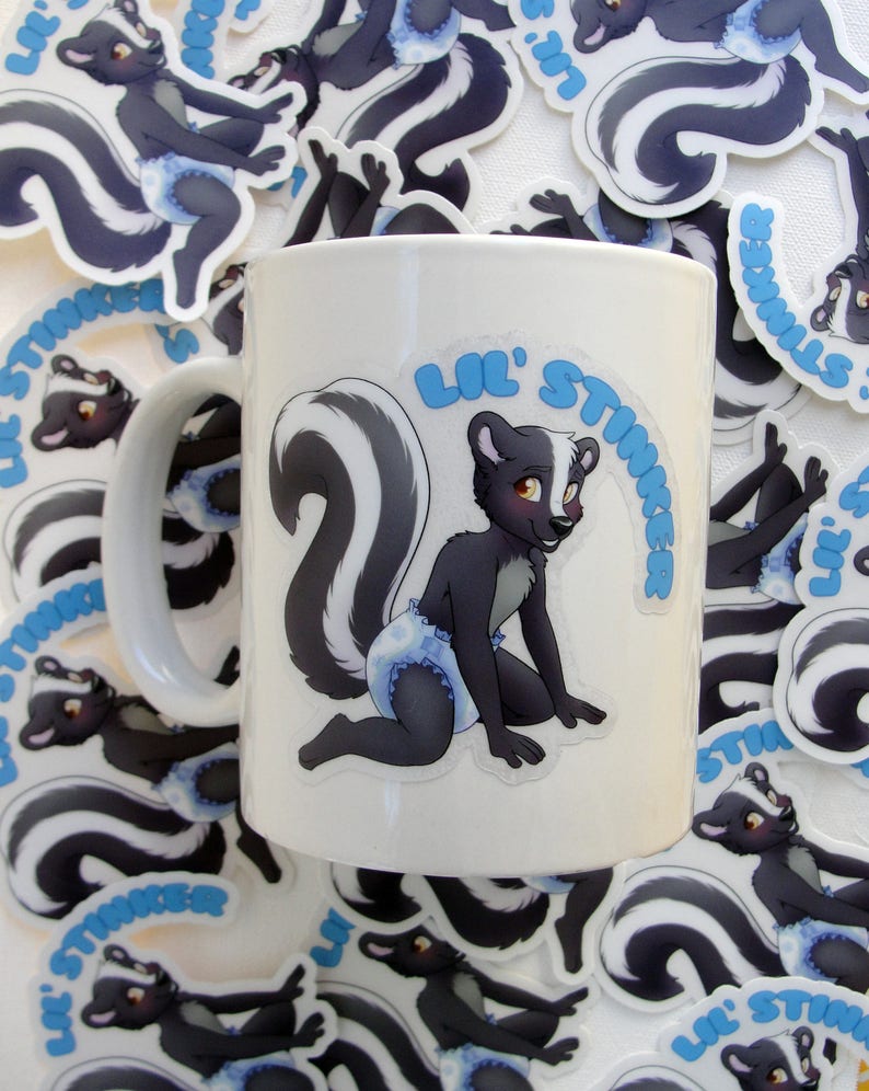 Lil' Stinker Diapered Skunk Sticker CLEAR Transparent - Etsy