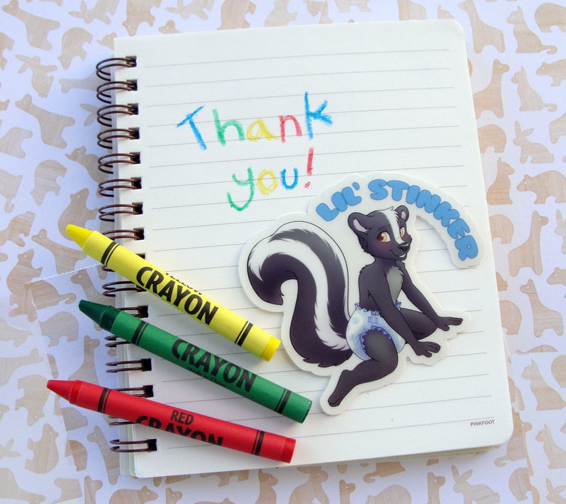 Lil' Stinker Diapered Skunk Sticker CLEAR Transparent - Etsy