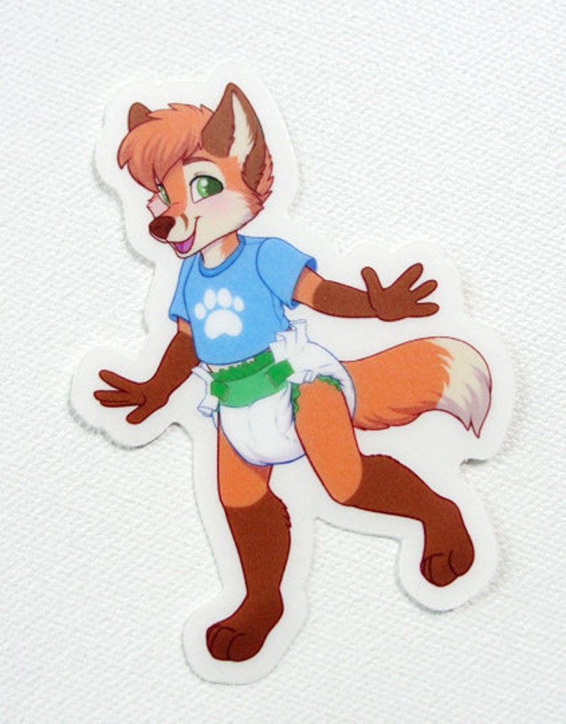 Cute Diapered Fox Sticker CLEAR Transparent Babyfur AB/DL - Etsy