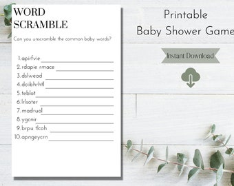 Baby Shower Games Baby Word Scramble Printable Download ATN001 - Etsy