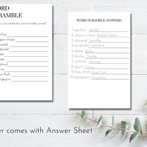 Baby Shower Word Scramble, Baby Shower Games, Instant Download, Gender ...
