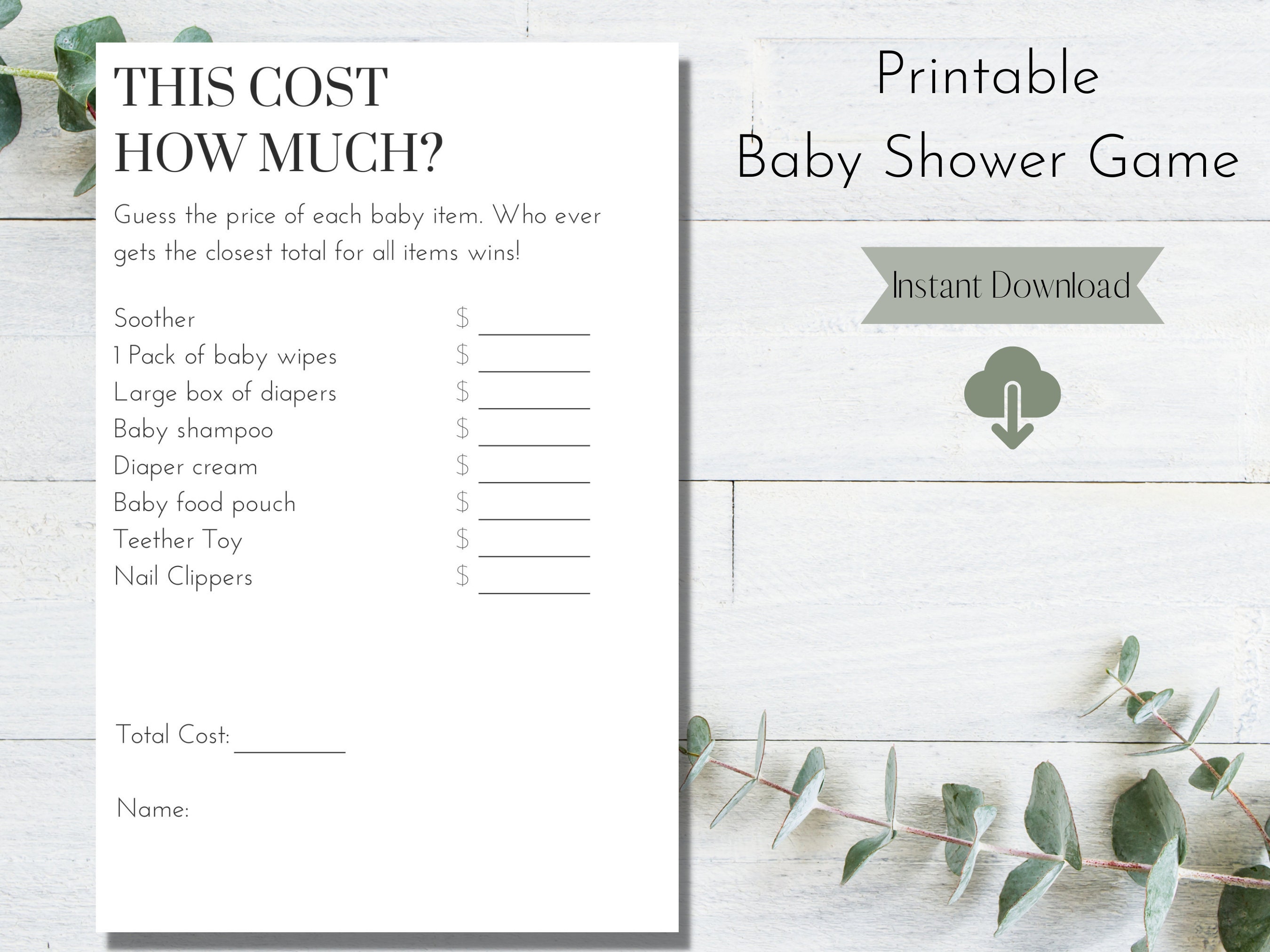 Baby Shower Game, This Cost How Much Baby Shower Games, Minimalist Baby ...