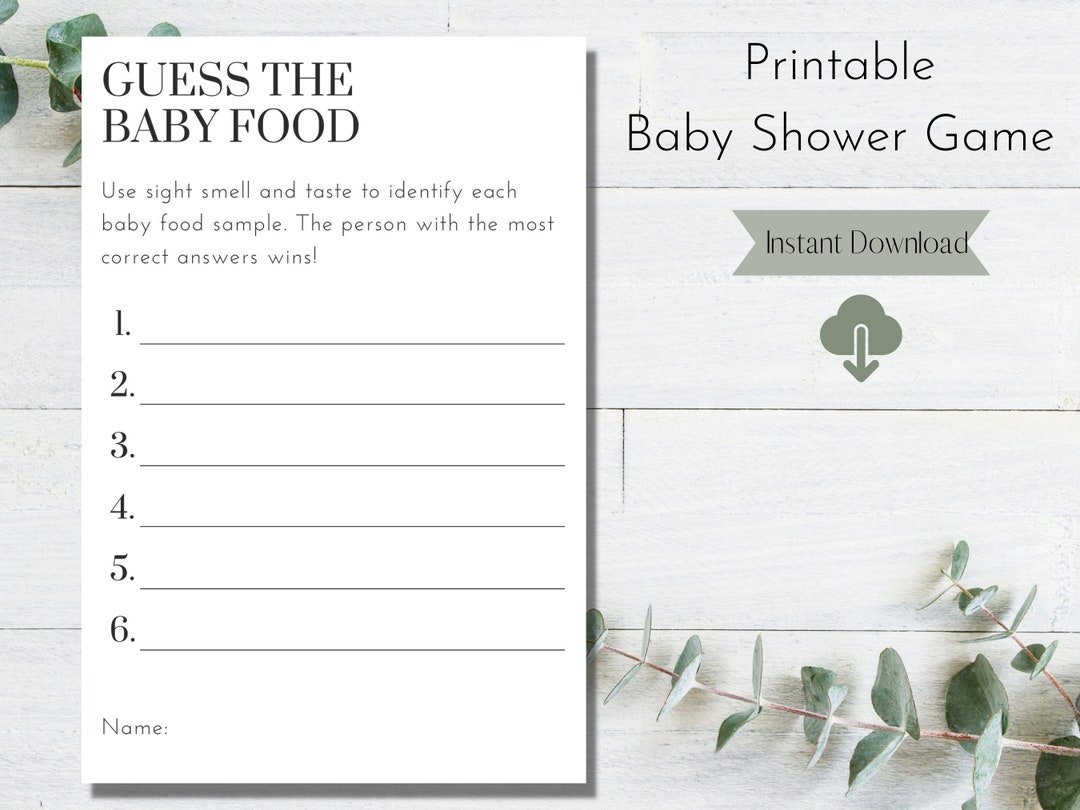 Baby Shower Game Guess the Baby Food Game, Minimalist Baby Game Instant ...