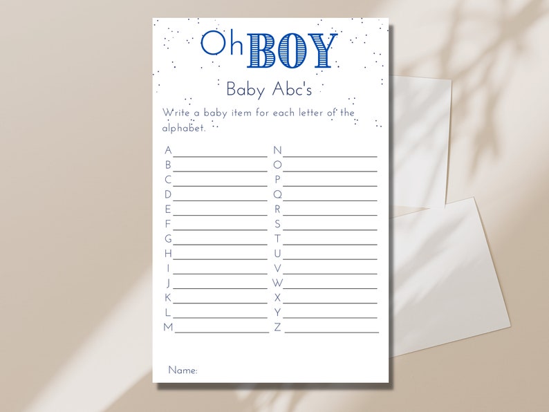 Baby Shower Game, ABC Baby Shower Game, Baby Shower Games, Modern Baby ...