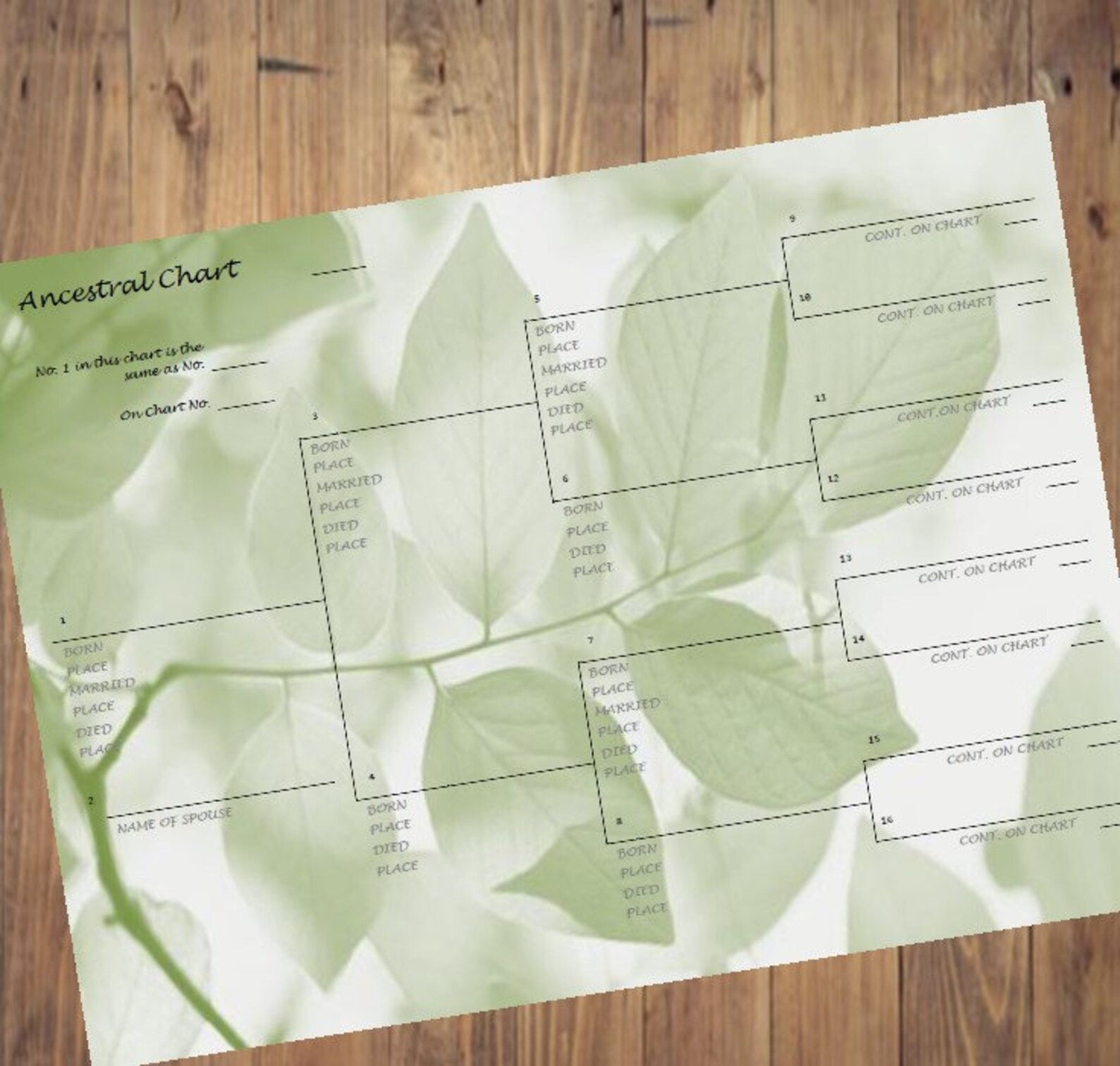Ancestral Chart PRINTABLE AND FILLABLE. Family Tree. Pedigree Plus ...