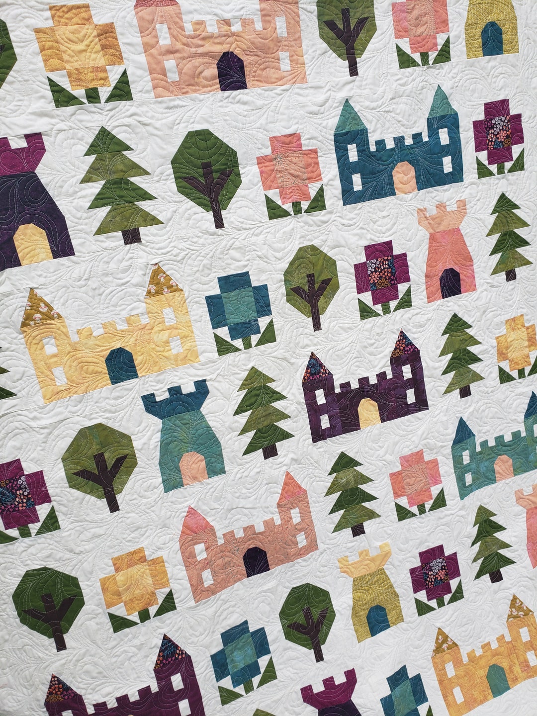 Little Kingdom Quilt - Castle Quilt - Fantasy Quilt - Castle Blanket ...