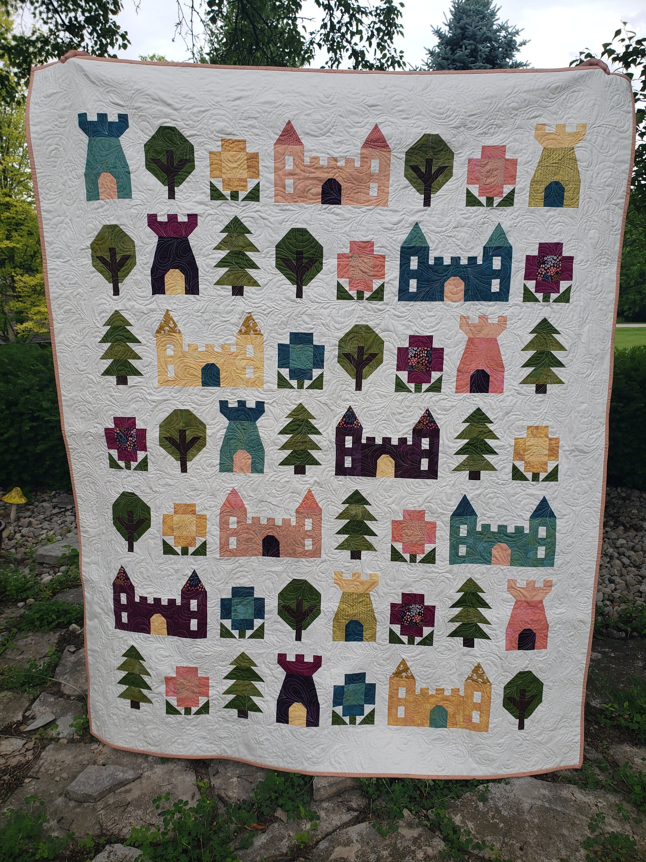 Little Kingdom Quilt - Castle Quilt - Fantasy Quilt - Castle Blanket ...
