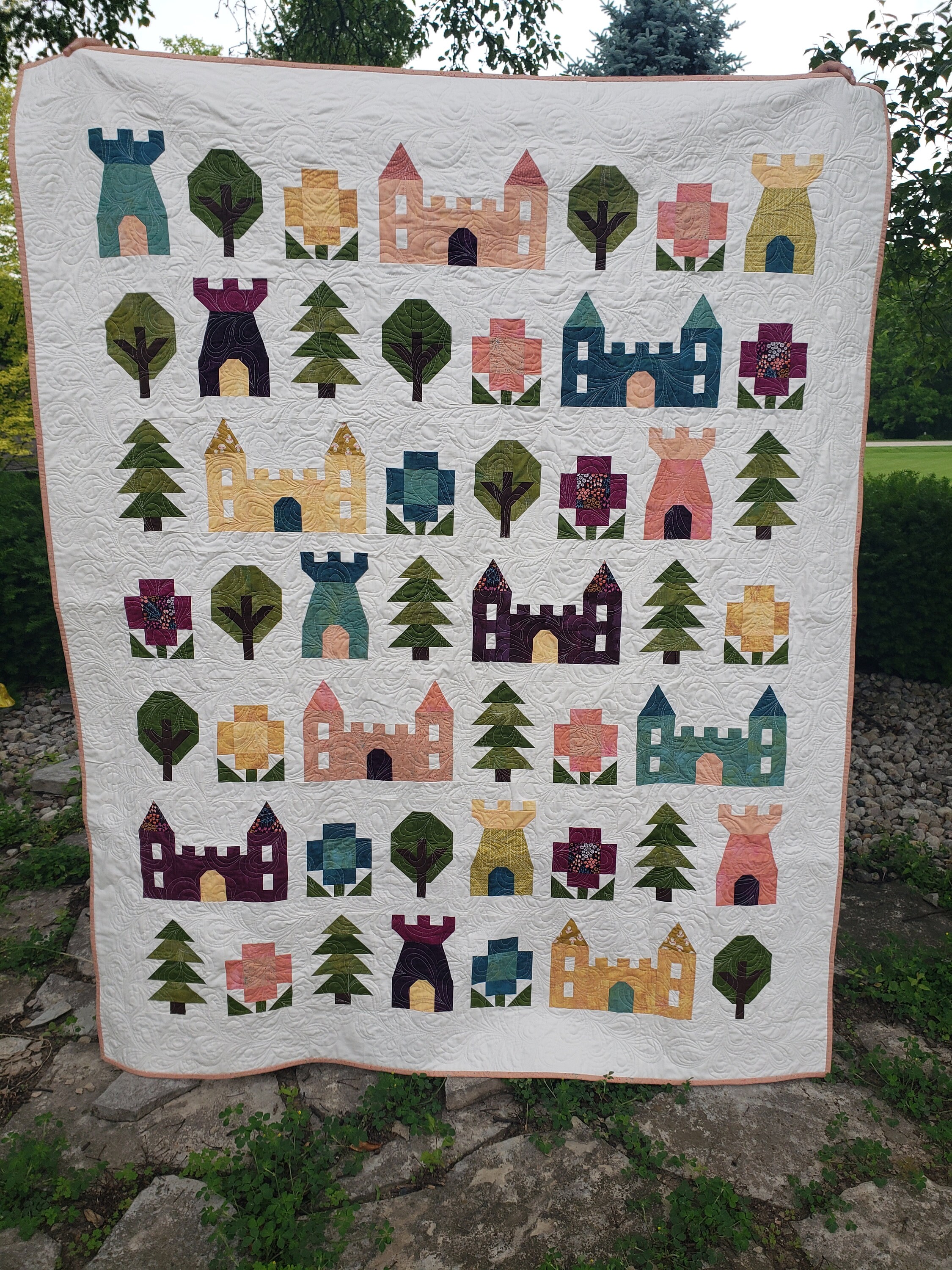Little Kingdom Quilt - Castle Quilt - Fantasy Quilt - Castle Blanket ...