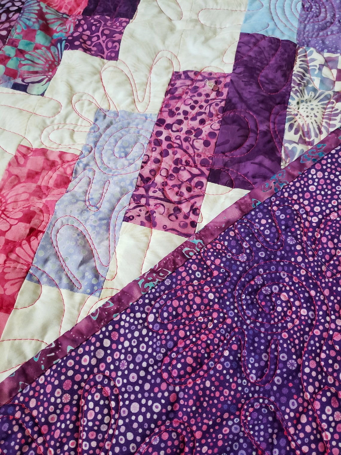 Pink and Purple Quilt Twin Size | Etsy