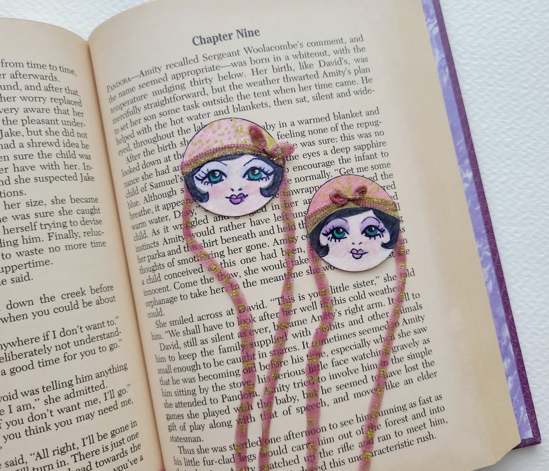 Handmade OOAK Painted Paper Art Deco Style Face Bookmarks With - Etsy