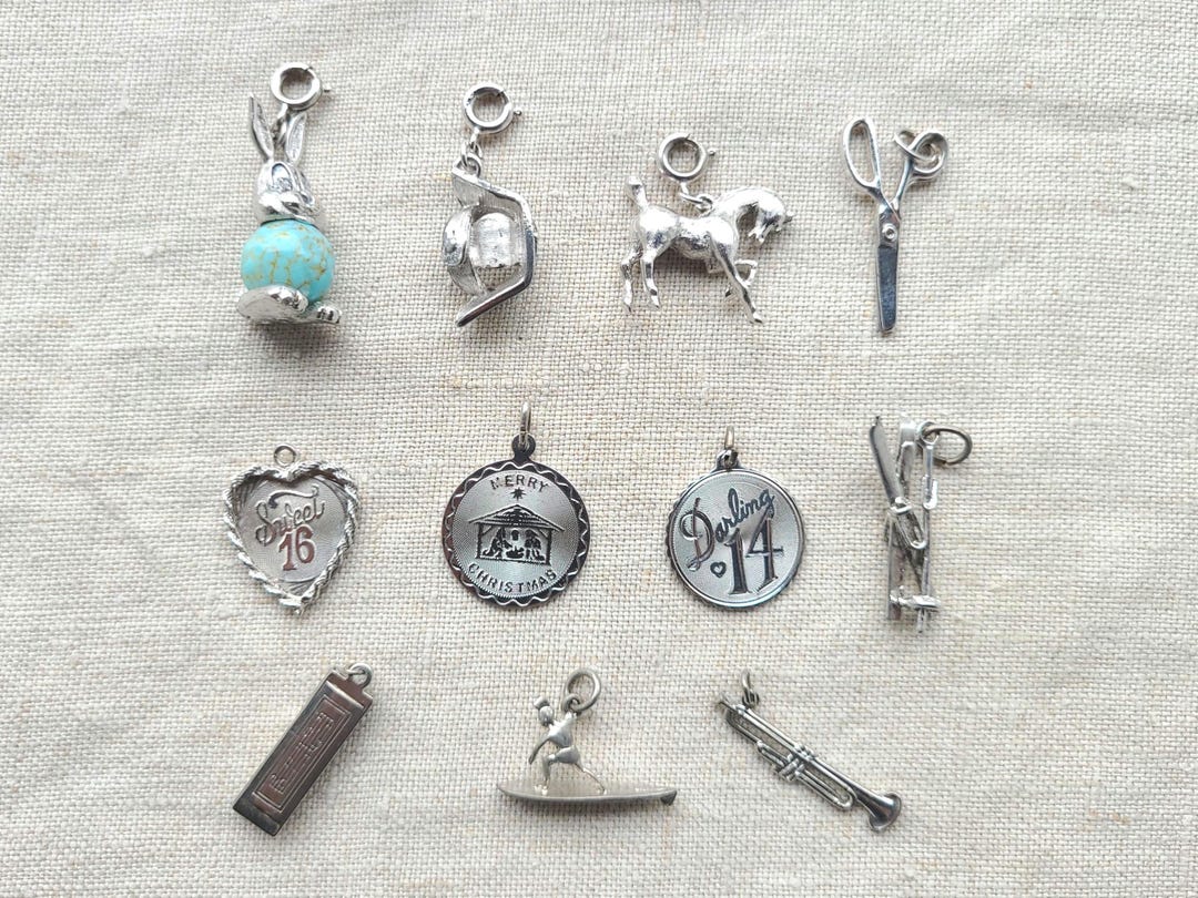 Choice Vintage 1970s Silvertone and Silver Plated Charms, Priced ...