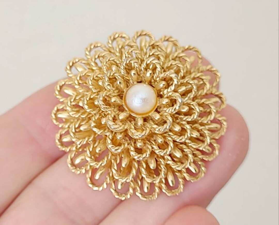 Signed Marcel Boucher Flower Brooch With a Pearl Center, #8561P, Circa ...