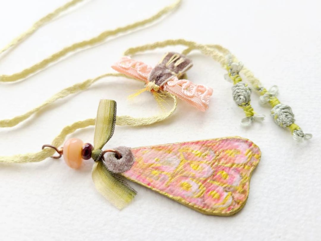 Artsy Butterfly Wing Inspired Hand Painted Reversible Necklace ...