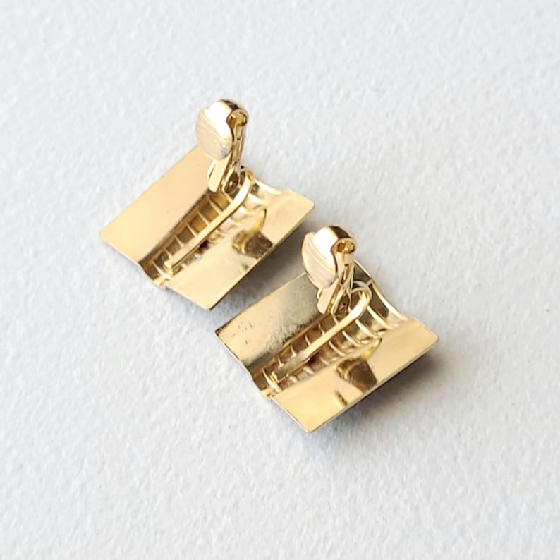 Vintage Galaxy Iridescent Swirl Enamel Goldtone Clip on Earrings, Black ...