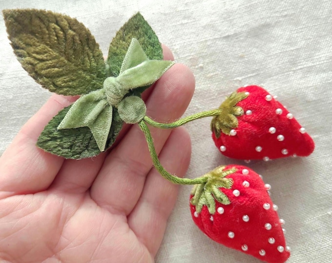 1960s Velvet Strawberry Upcycled Handmade Brooch, With Vintage Velvet ...
