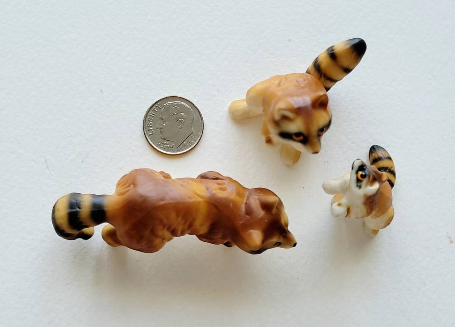 Vintage 3 Raccoon Porcelain Figures Raccoon Family Miniature | Etsy