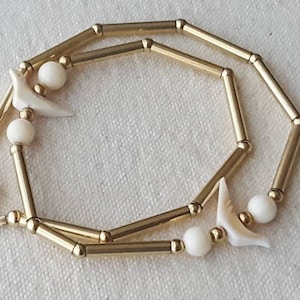 Vintage Carved Shell Bird and Brass Bead Necklace Carved - Etsy