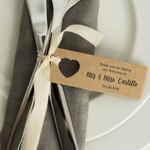 Thank You for Sharing Our First Meal Silverware Tags Wedding - Etsy