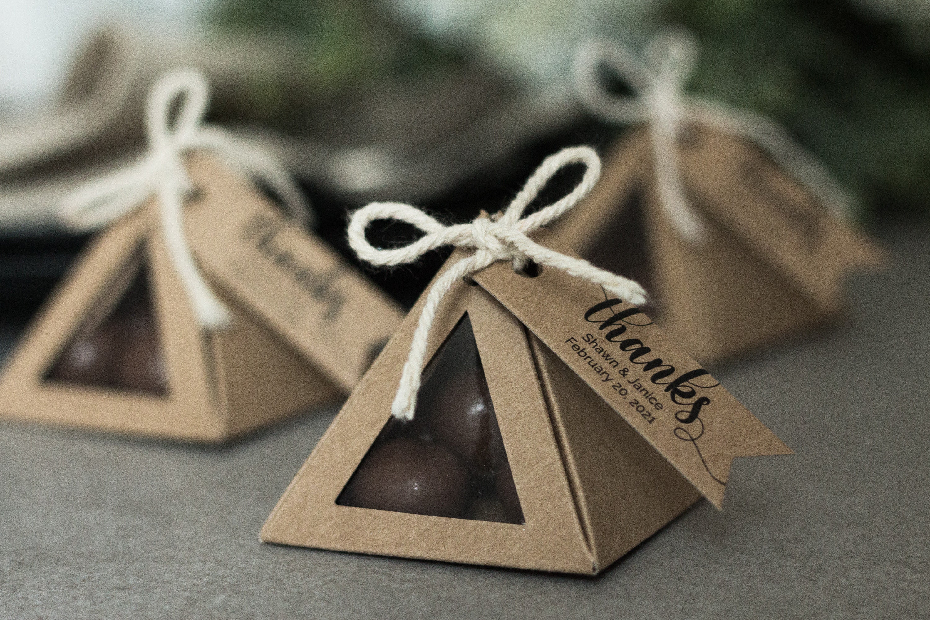 Personalized Pyramid Wedding Favour Boxes (thank You Tag Included!) - Etsy