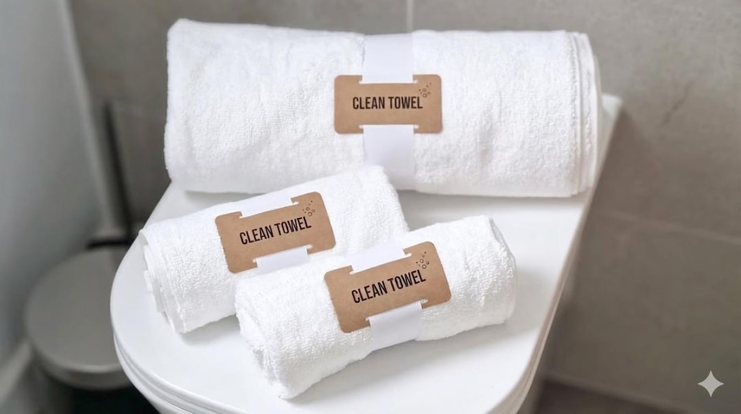 Clean Bath Towel Tags With Ribbon Wrap - Etsy