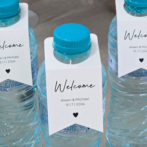 Water BOTTLE TAGS for Wedding Reception (small Size) Personalized With ...