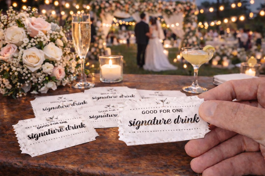 One Signature Drink Tickets for Events & Weddings (set of 75/100/200 ...