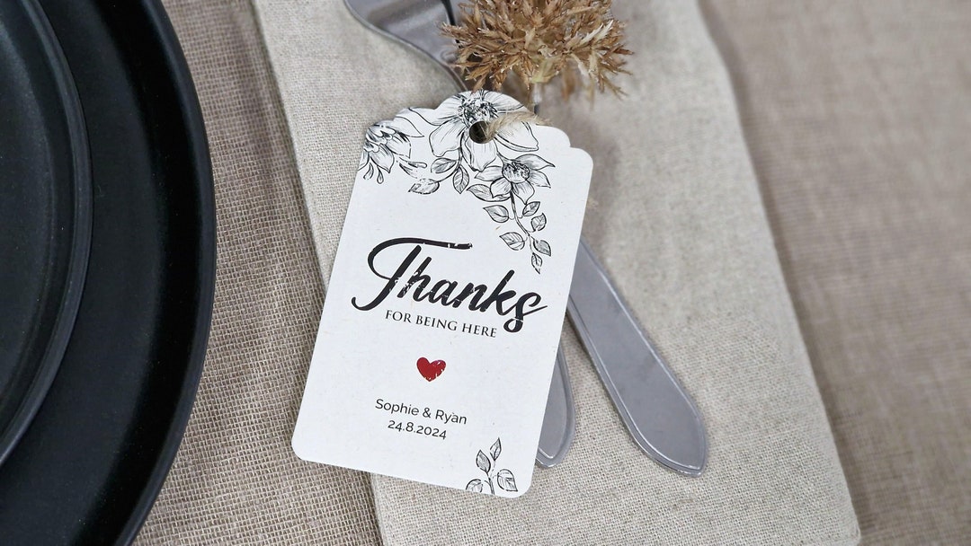 Personalized Wedding Tags - Custom Favor for Reception - “thanks for ...