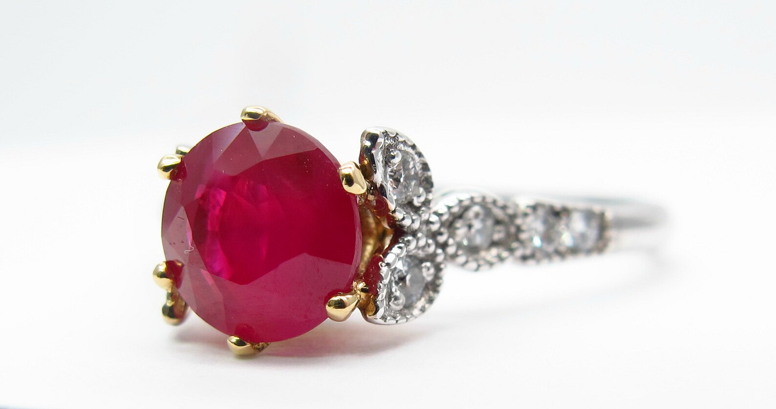 Unique Ruby Engagement Ring Natural Red Ruby 18K White Gold - Etsy