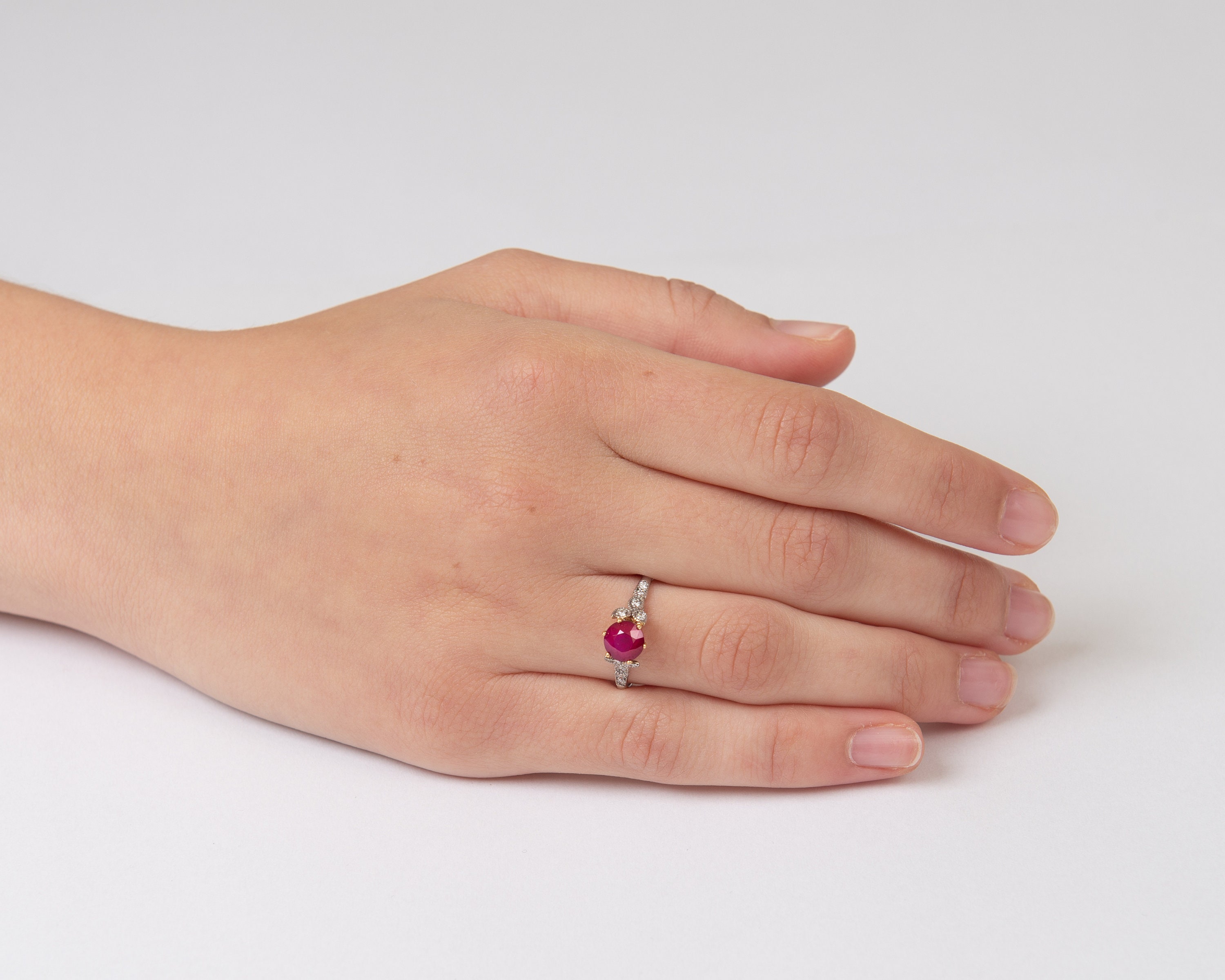 Unique Ruby Engagement Ring Natural Red Ruby 18K White Gold - Etsy