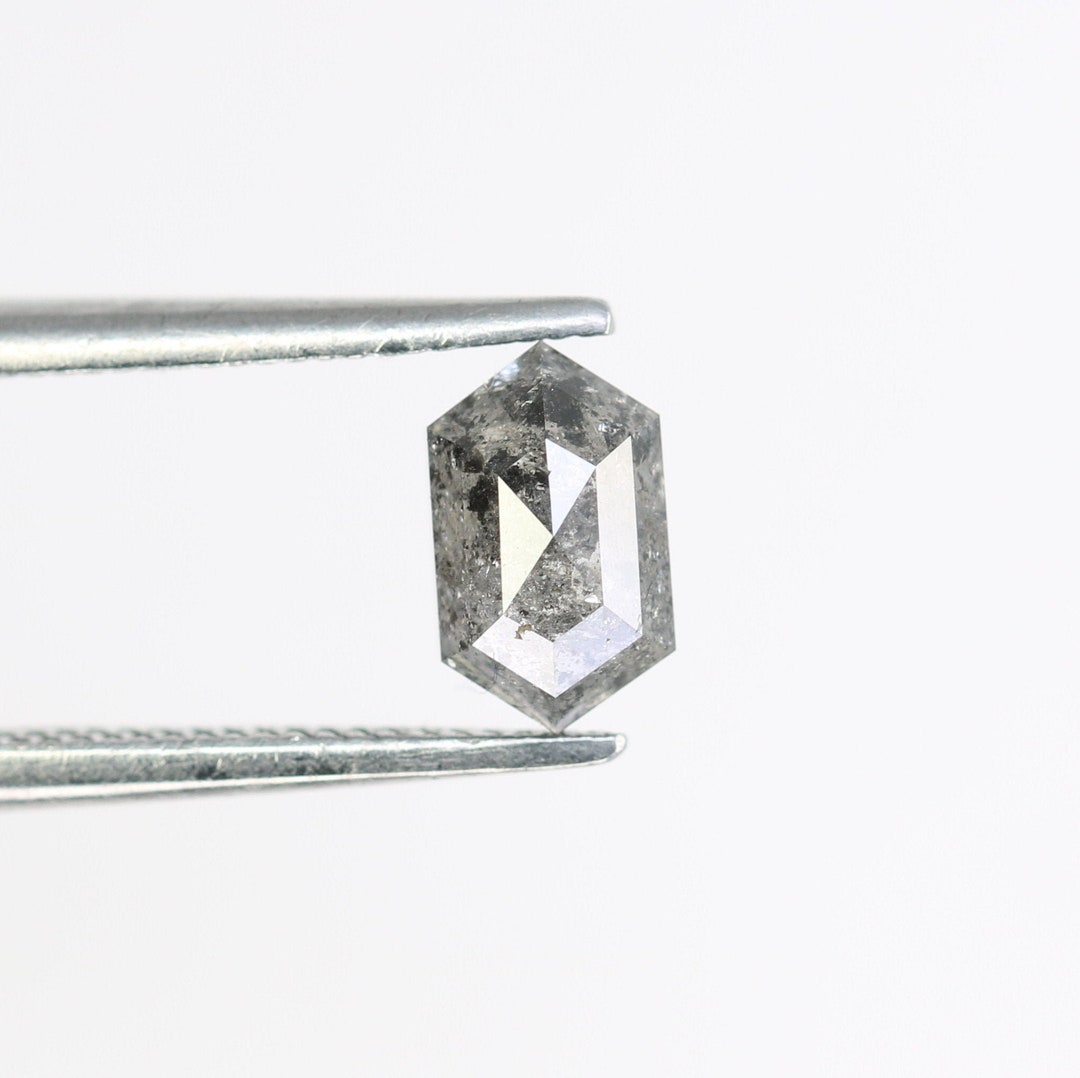 0.78 CT Natural Elongated Hexagon Salt and Pepper Real Diamond for ...