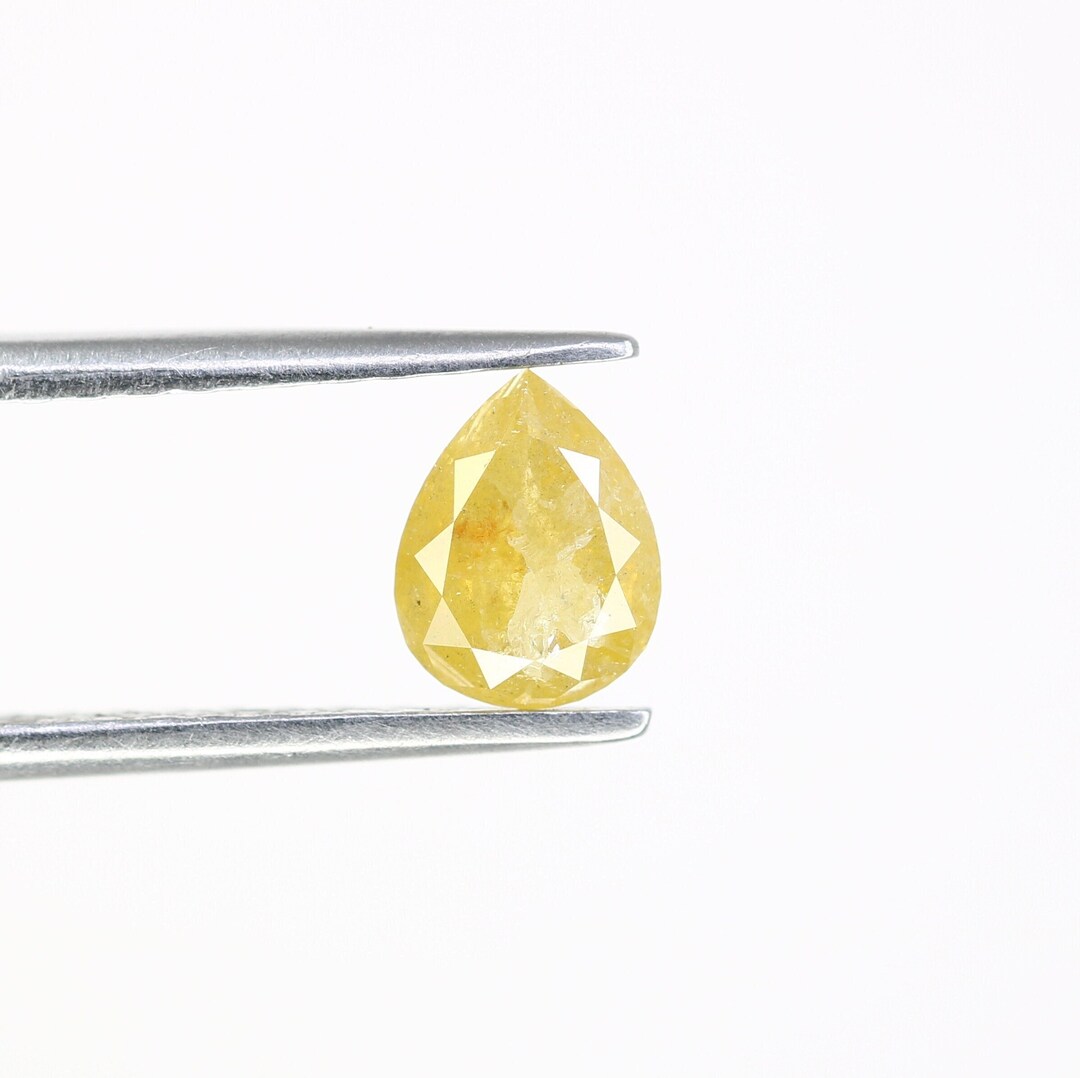 Loose Yellow Rose Cut Pear Rustic Diamond Unique Gold Ring Natural ...