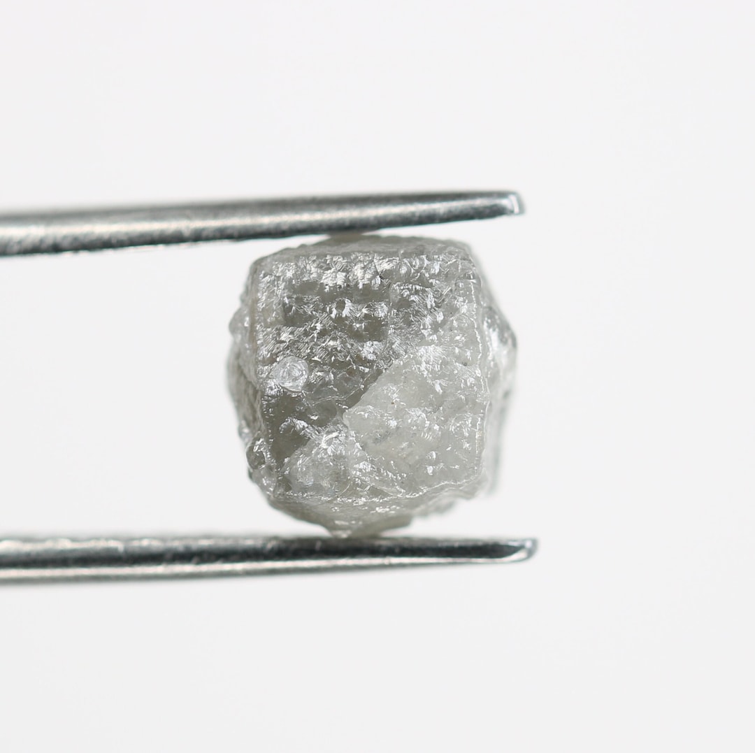 3.56 CT Raw Grey Diamond Cube Unique Fancy Grey Rough Gemstone for ...
