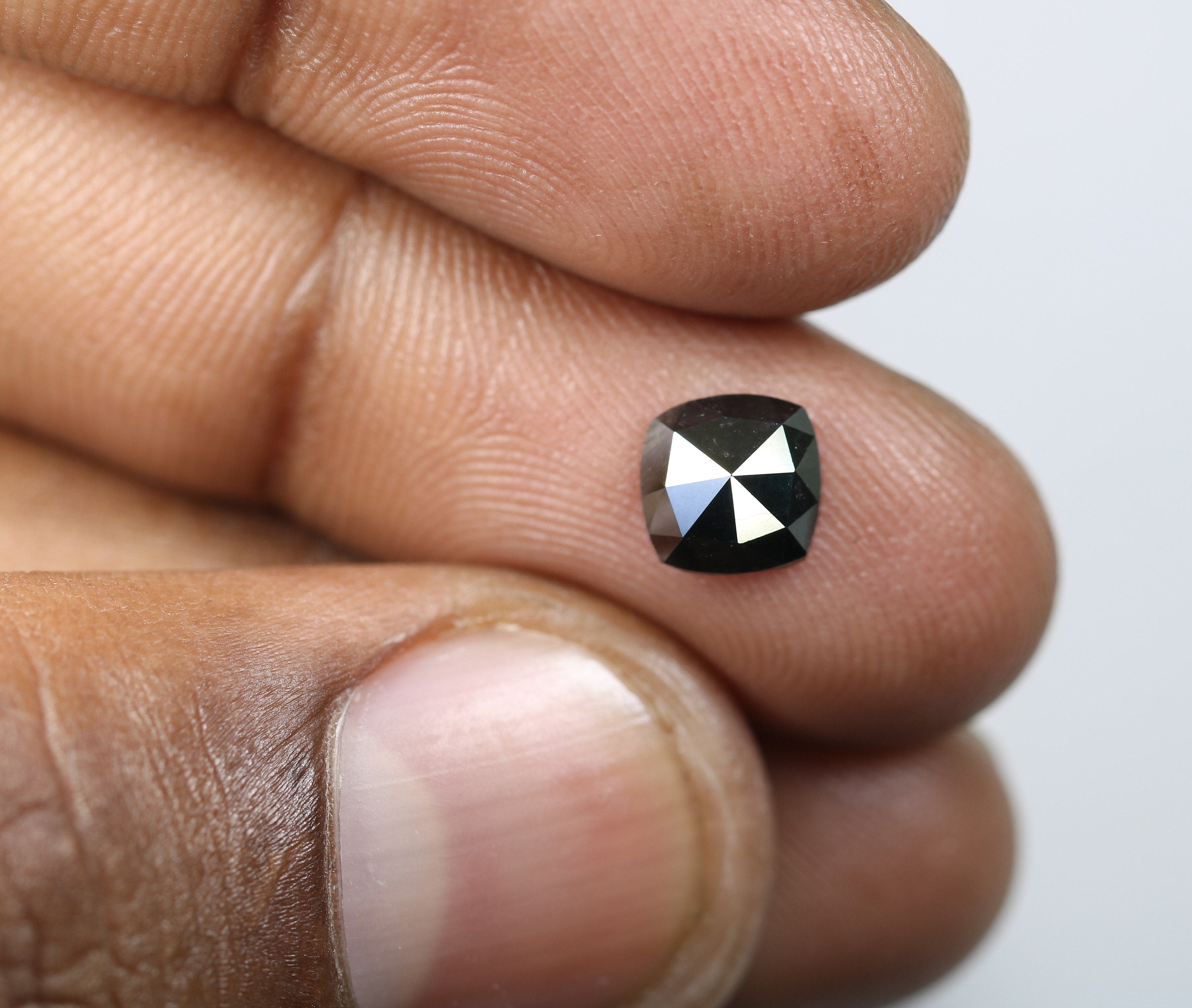 1.45 CT Natural Black Diamond Cushion Cut | Black Gemstone Engagement ...