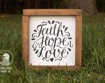 Faith hope love sign | Etsy