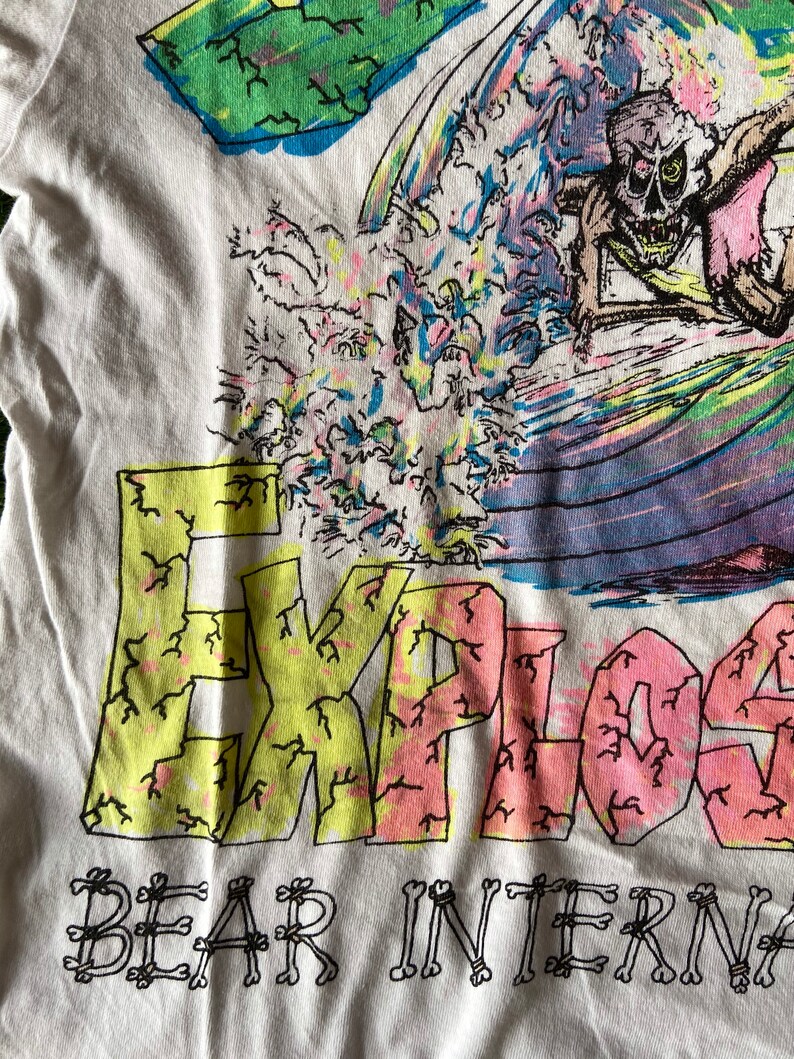 Vintage 80s Bear International surf Explosion Horror Art | Etsy