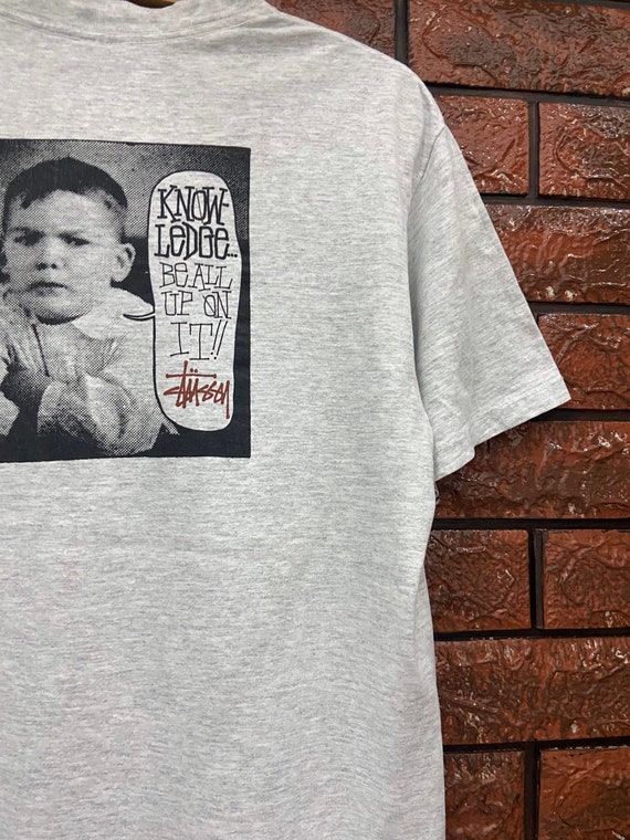 90s OG Stussy "Knowledge Be All On It" Photoprint T S… - Gem