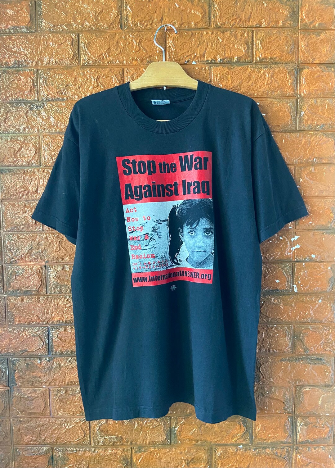 Vintage 90s Stop the War Against Iraq Photo Art T Shirt / Human Right ...