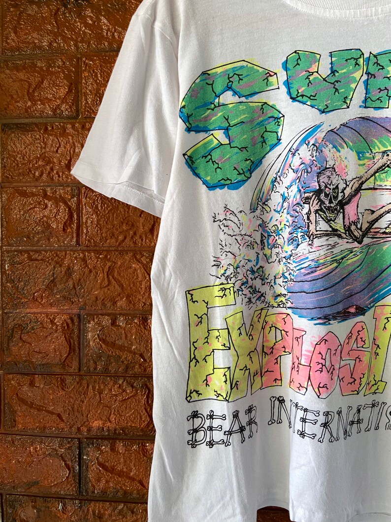 Vintage 80s Bear International surf Explosion Horror Art - Etsy
